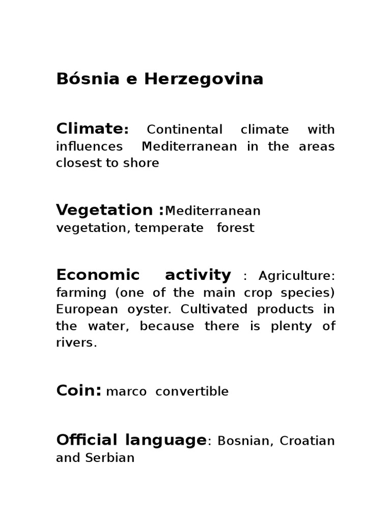 Climate and Economy of Bosnia | PDF