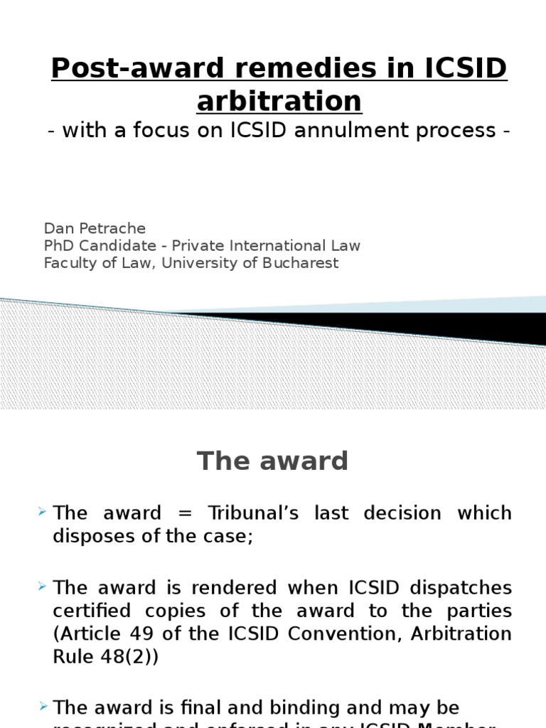 Annulment Proccess of A An ICSID Award | PDF | Arbitral Tribunal ...