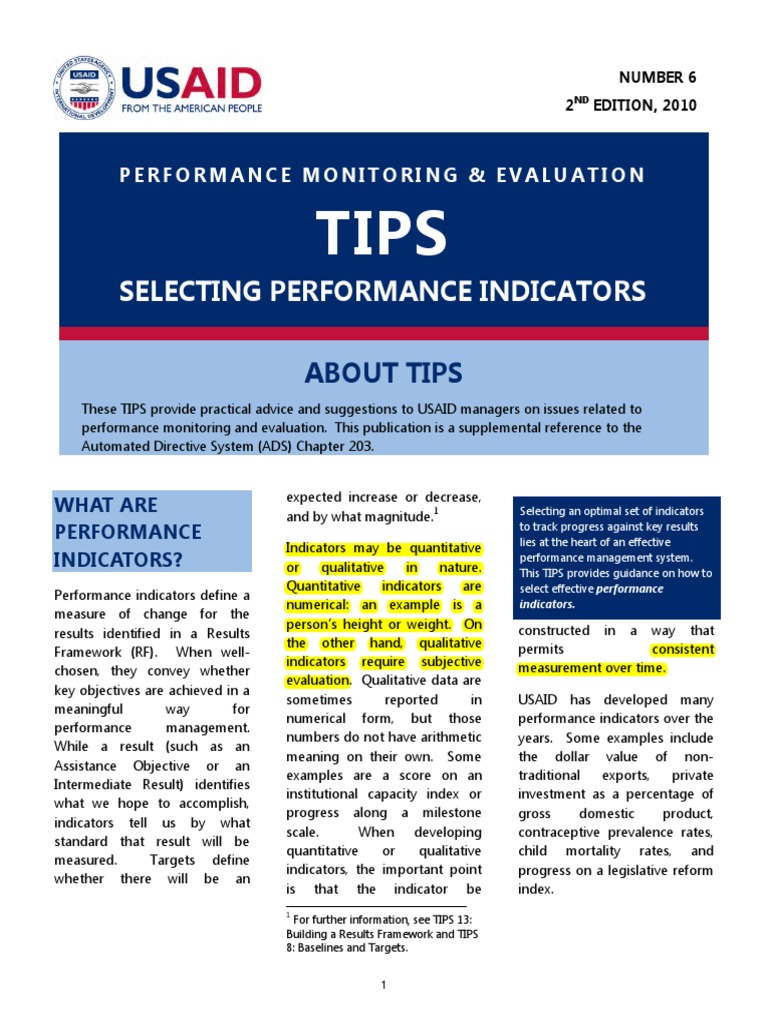 Selecting Effective Performance Indicators | PDF | Level Of Measurement ...