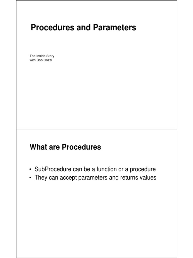 Procedures And Parameters Pdf Parameter Computer Programming Subroutine 0814