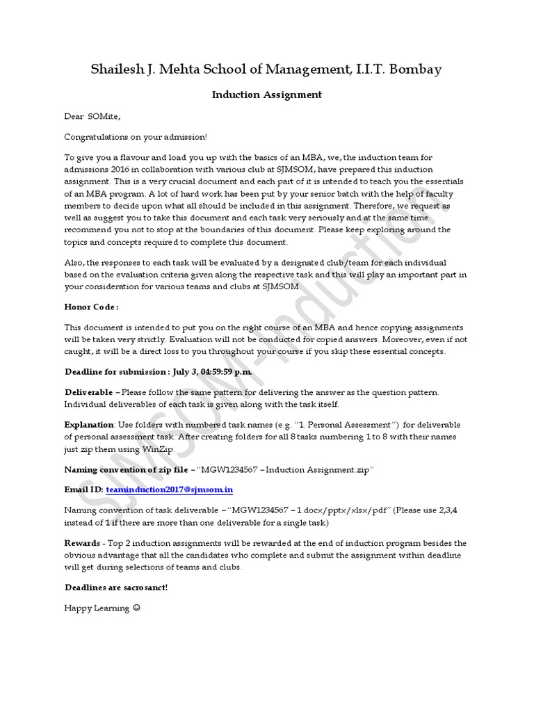 Induction Assignment - Outline | PDF