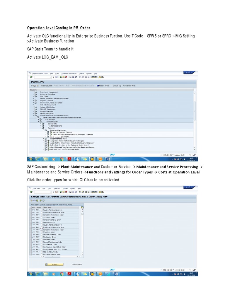 Operation Level Costing in PM Orders | PDF | Computers | Technology ...