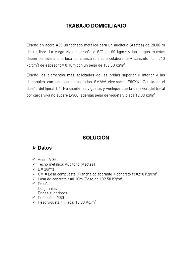 Ejercicio Diseño en Acero | PDF