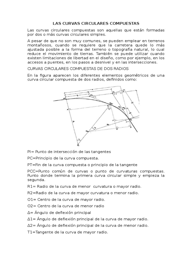 Las Curvas Circulares Compuestas | PDF | Curva | Tangente