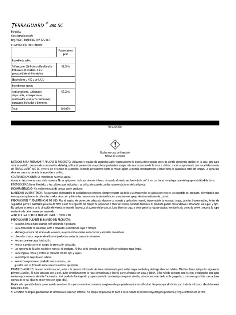 Terraguard 480SC | PDF | Vómitos | Agua