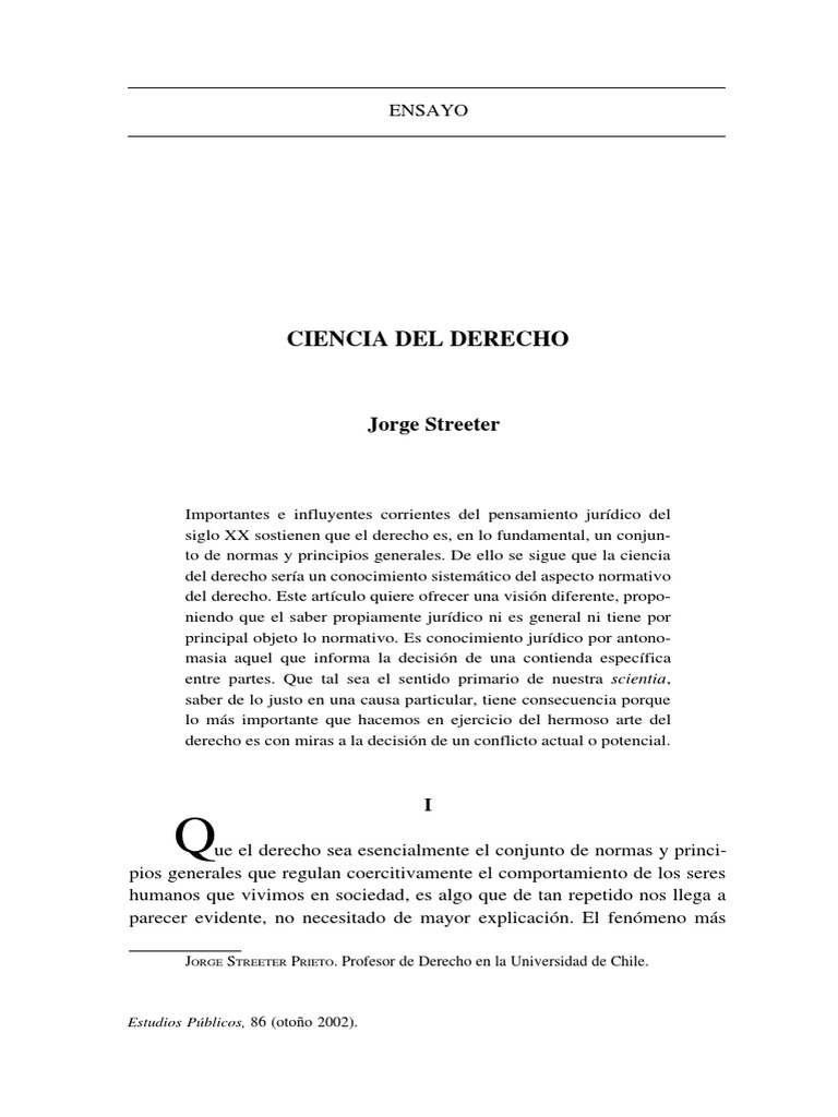 Ciencia Del Derecho - Jorge Streeter | PDF | Conocimiento | Juez