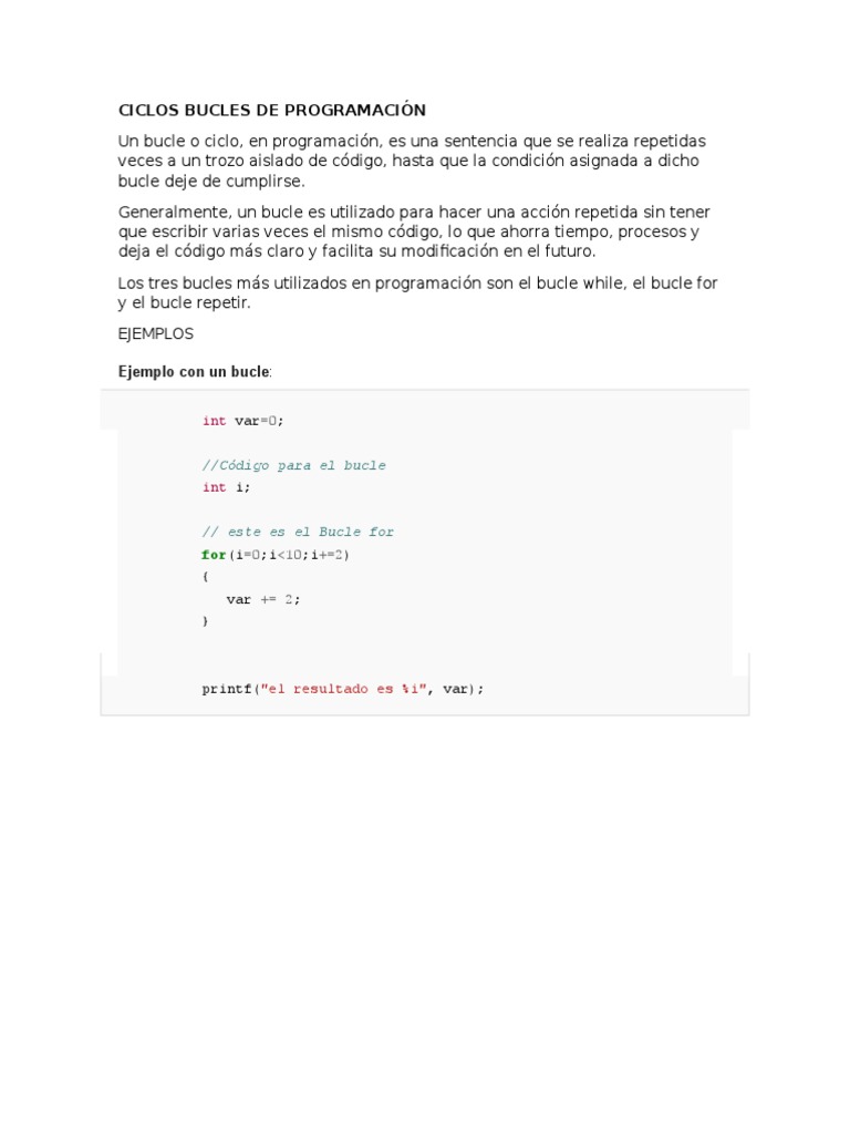 Ciclos Bucles de Programación | PDF
