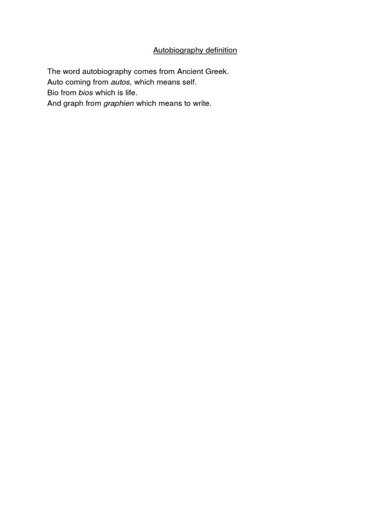 Autobiography Definition | PDF