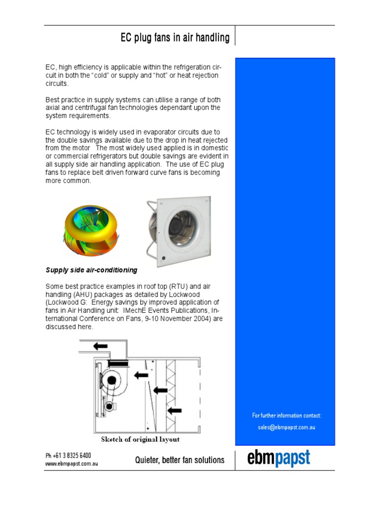 EC Plug Fans in Air Handling | PDF