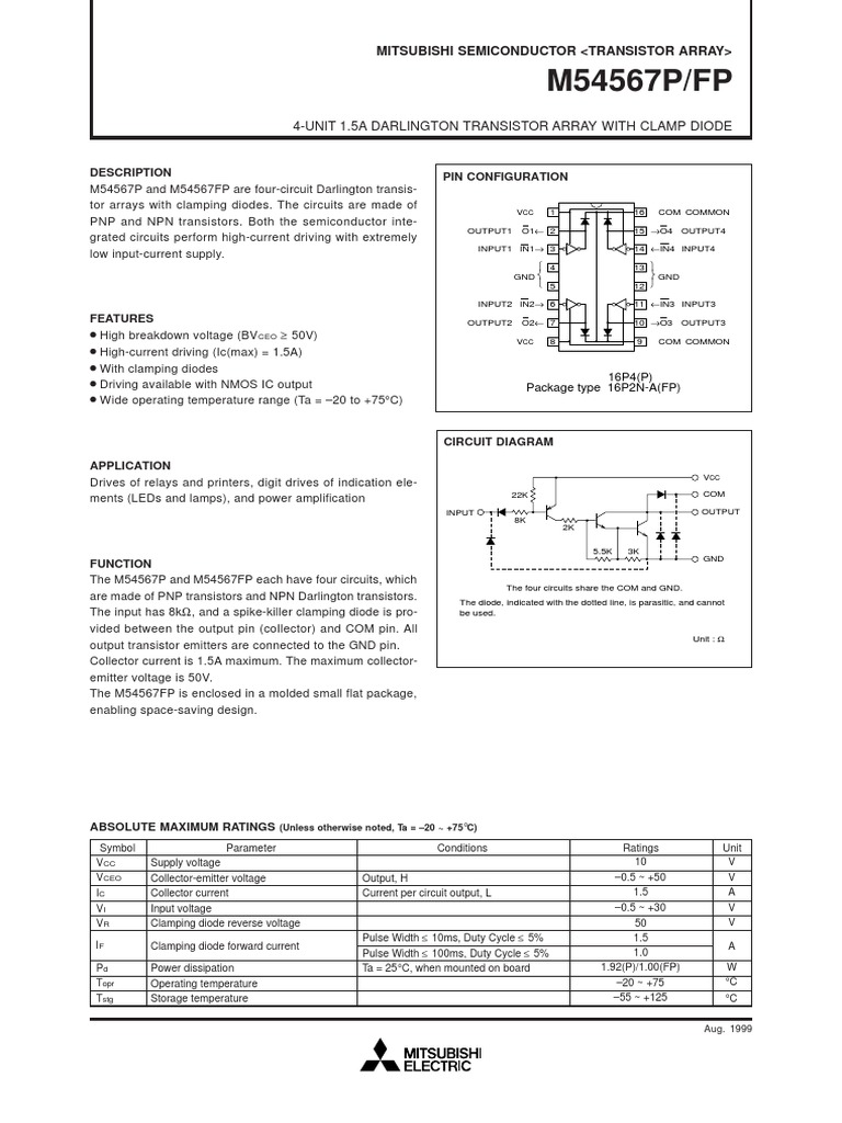 M 54567 P Data Sheet | PDF | Bipolar Junction Transistor | Transistor