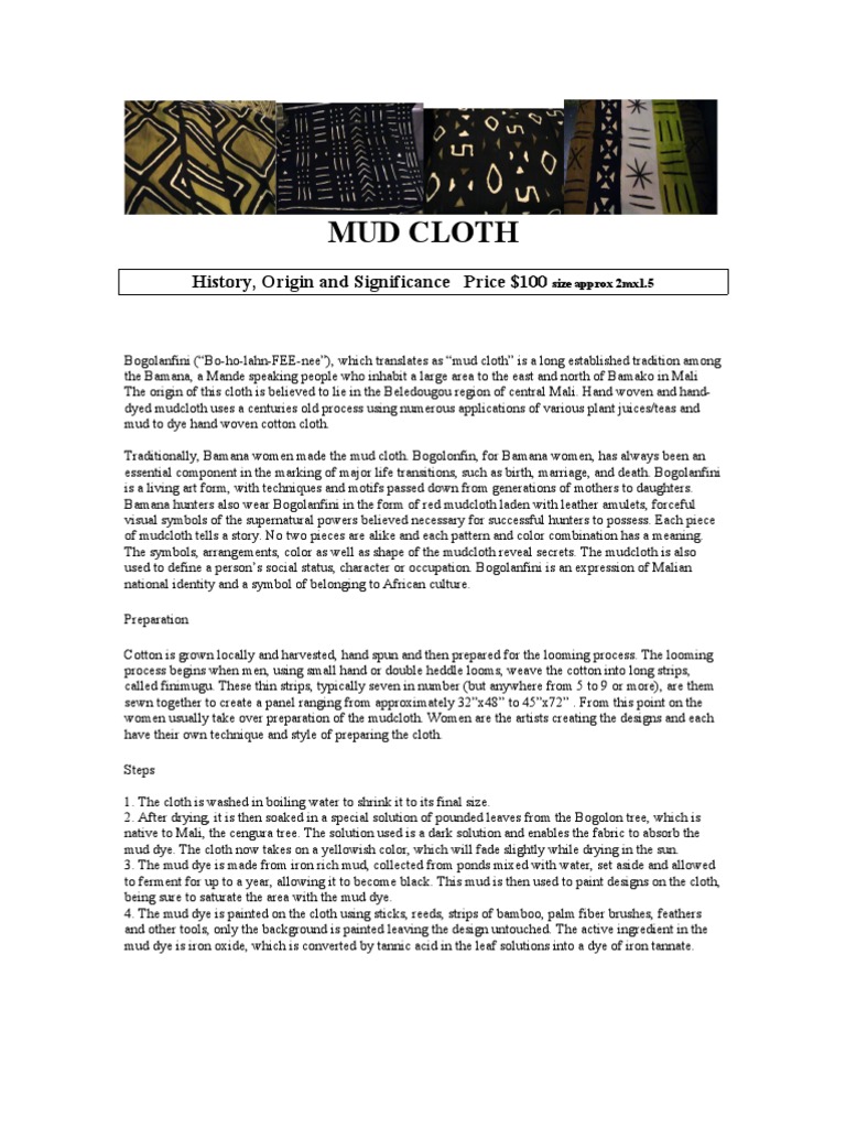 Mud Cloth Patterns and History | PDF | Textiles
