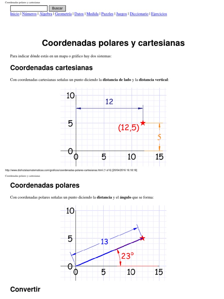 Coordenadas Polares y Cartesianas | PDF