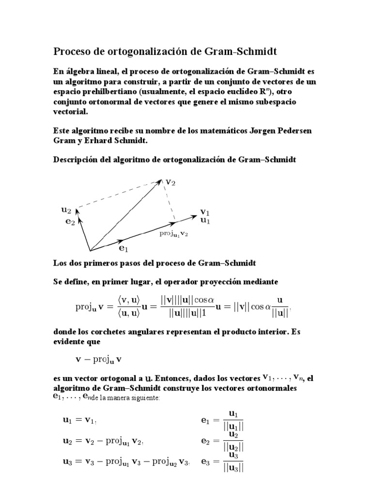 Proceso de Ortogonalización de Gram-Schmidt | PDF | Métodos y ...