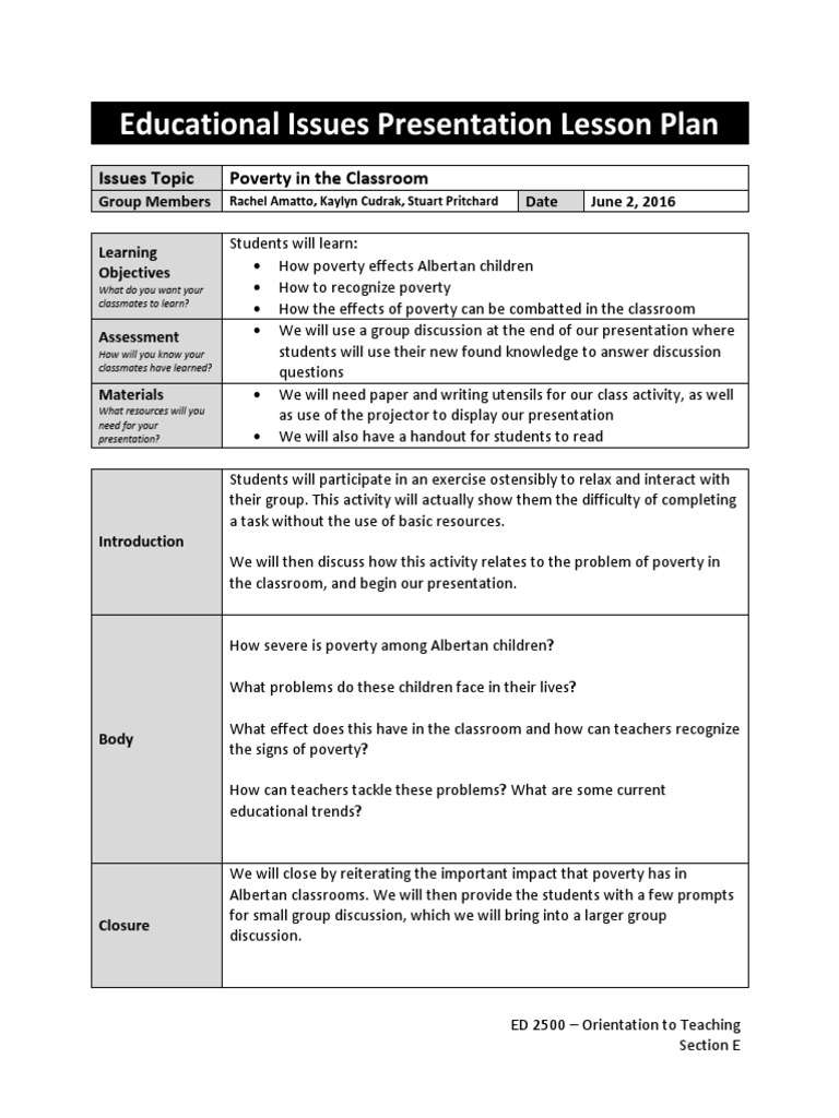 Addressing Poverty in Alberta Classrooms | PDF | Lesson Plan ...