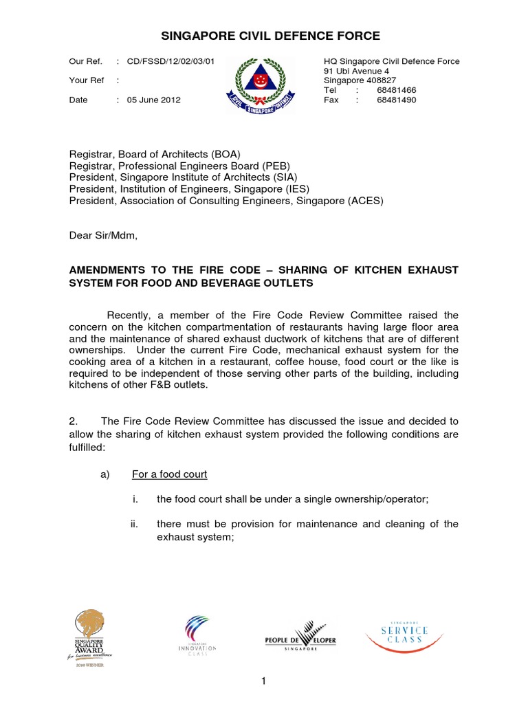 SCDF MV | PDF | Duct (Flow) | Kitchen