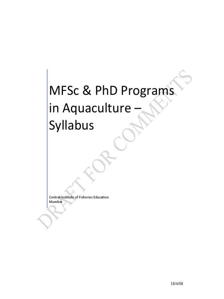MFSc & PhD Aquaculture Syllabus | PDF | Aquaculture | Fishkeeping
