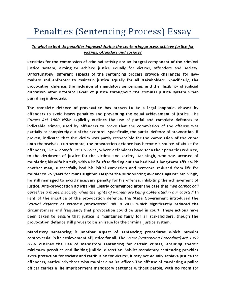 Parsimony in Sentencing Justice | PDF | Mandatory Sentencing | Sentence ...
