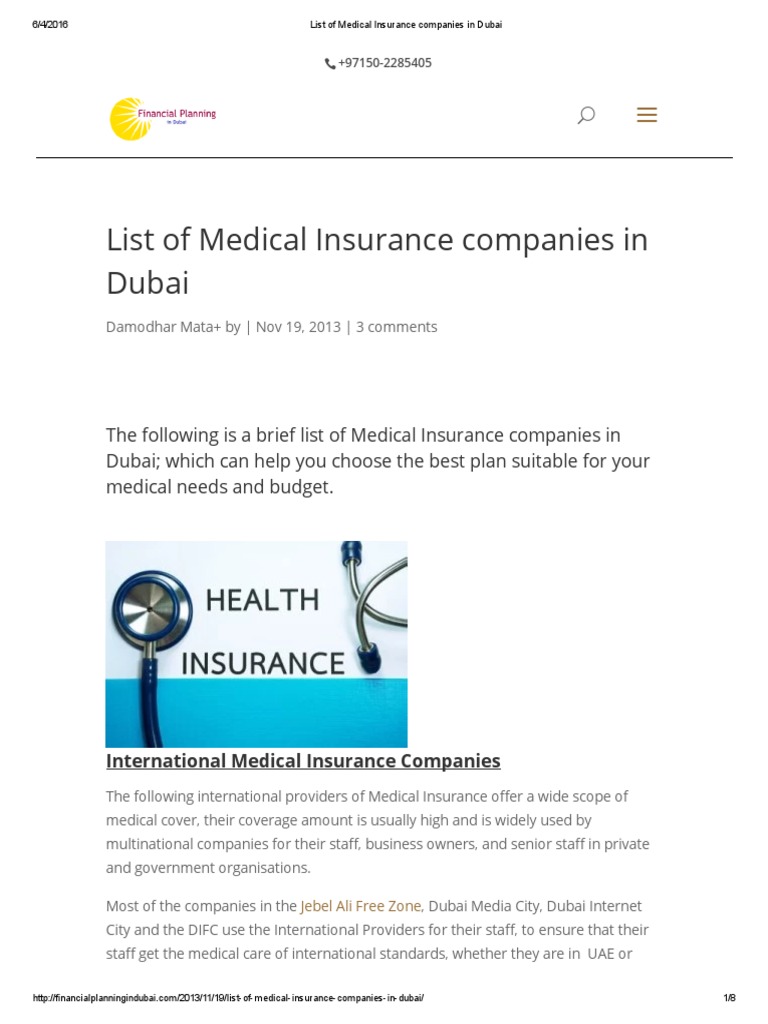 Medical Insurance Companies in Dubai | PDF | Dubai | United Arab Emirates