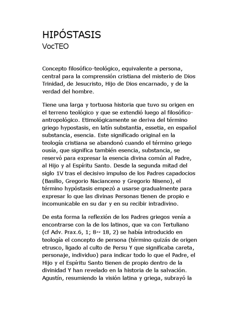 HIPÓSTASIS.. | PDF | Trinidad | espíritu Santo