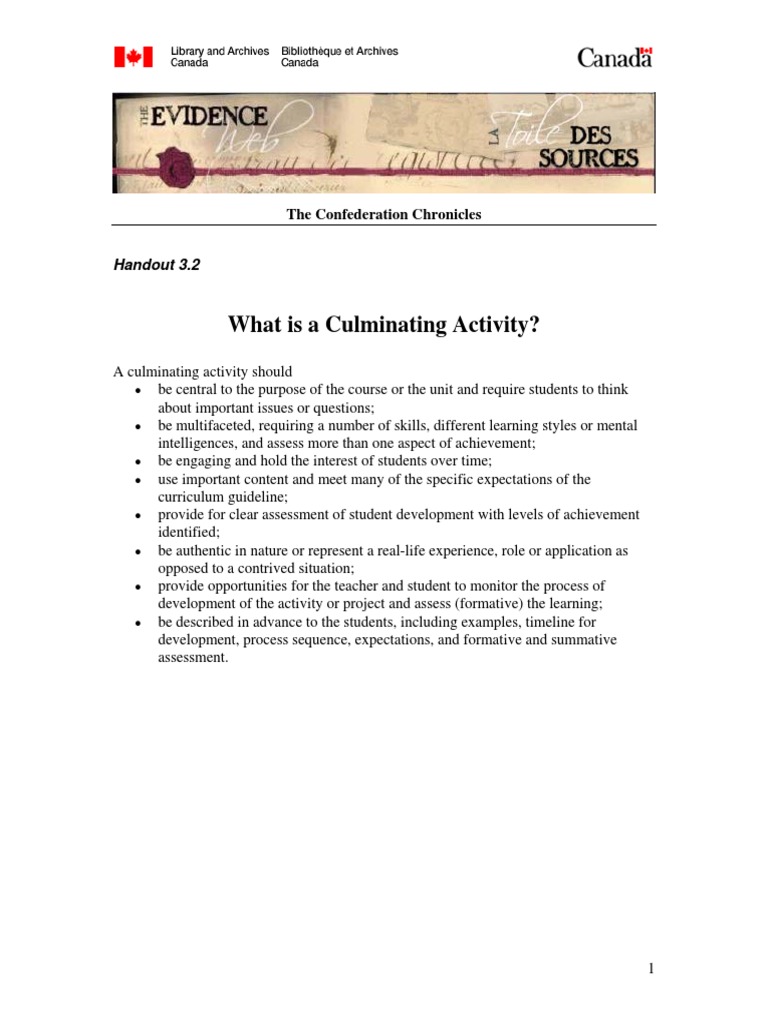 What Is A Culminating Activity | PDF