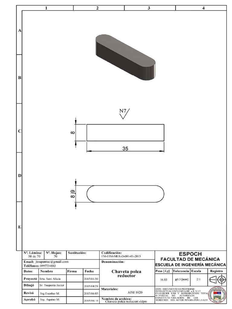 Planos - Chaveta Polea Reductor | PDF
