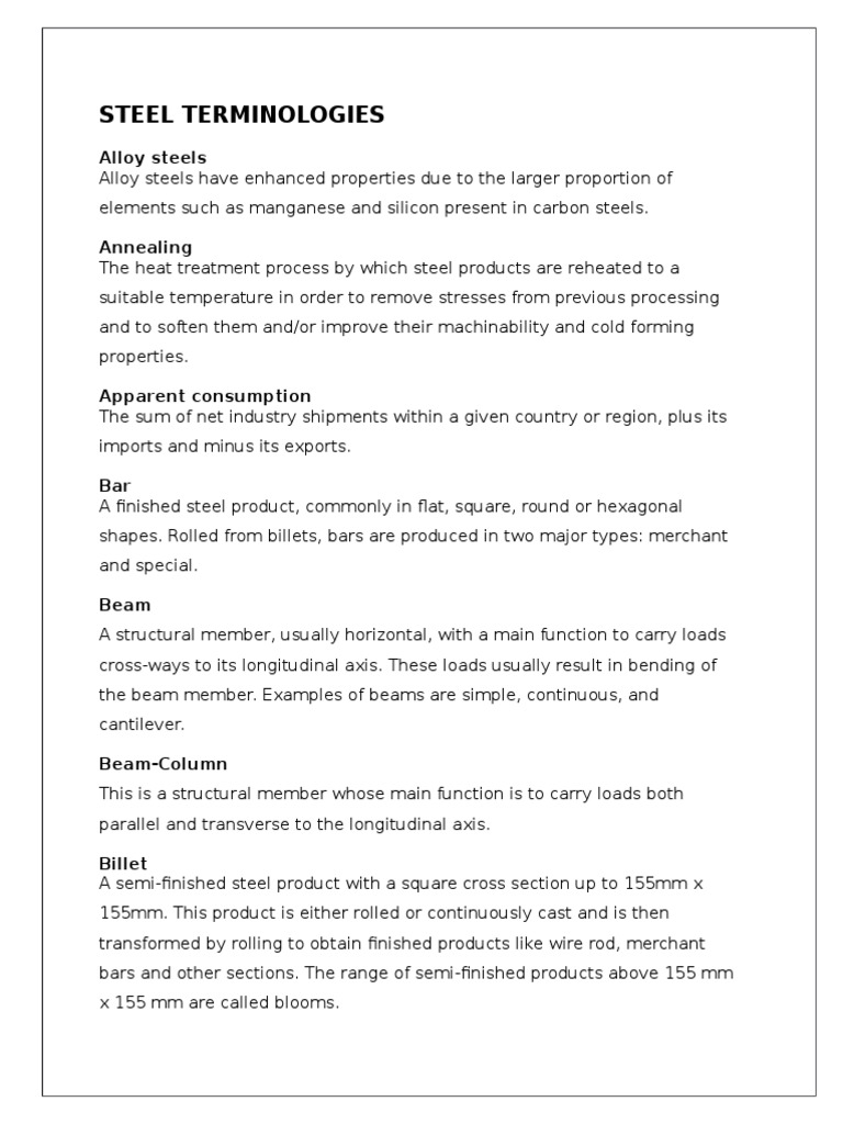 Essential Steel Terminologies Explained | PDF | Steel Mill | Rolling ...