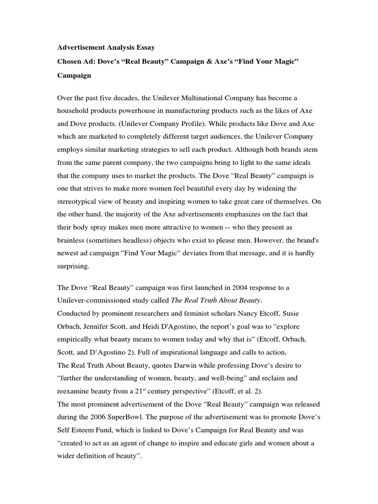 Advertisement Analysis Essay | PDF | Masculinity | Unilever