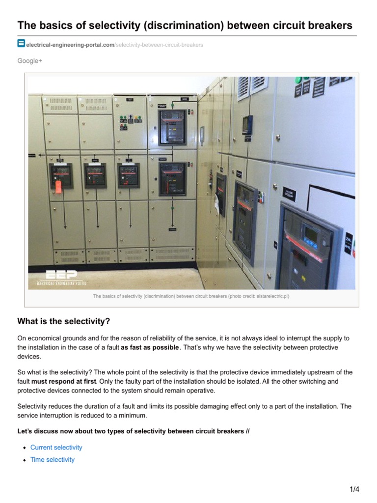 Basics of Selectivity Discrimination Between Circuit Breakers | PDF ...