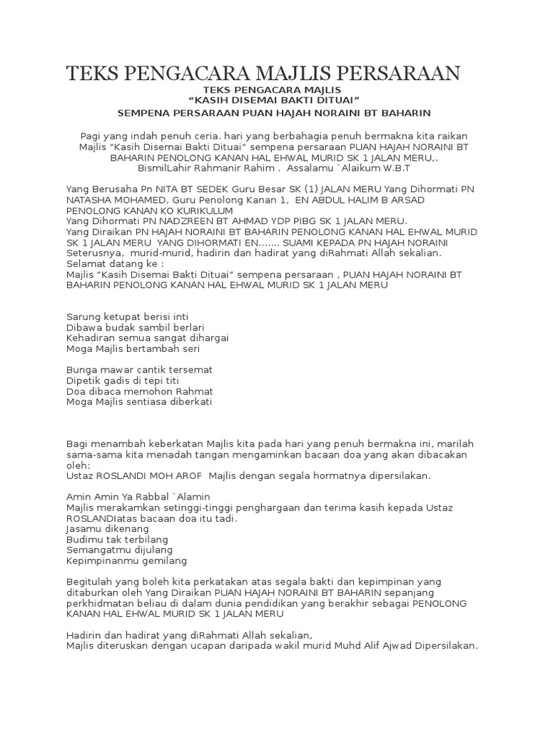 Teks Pengacara Majlis Persaraan | PDF