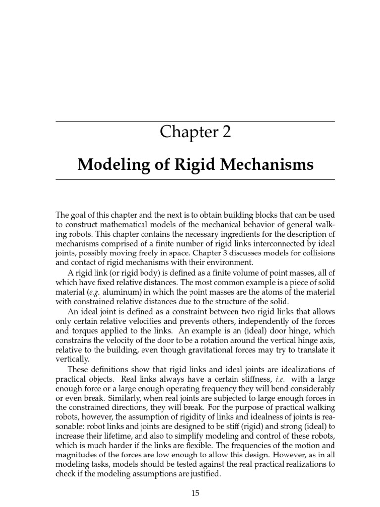 Rigid Mechanism Modeling Techniques | PDF
