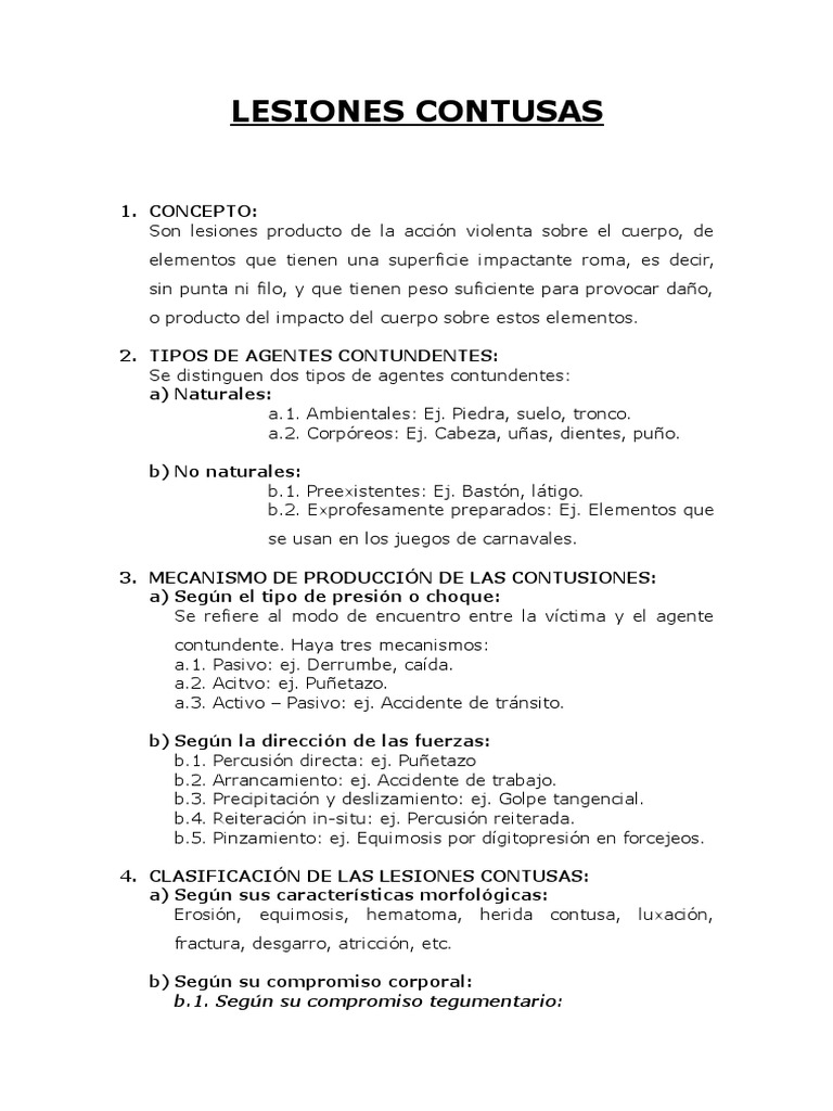 Lesiones Contusas (Medicina) | PDF | Lesión | Sangre