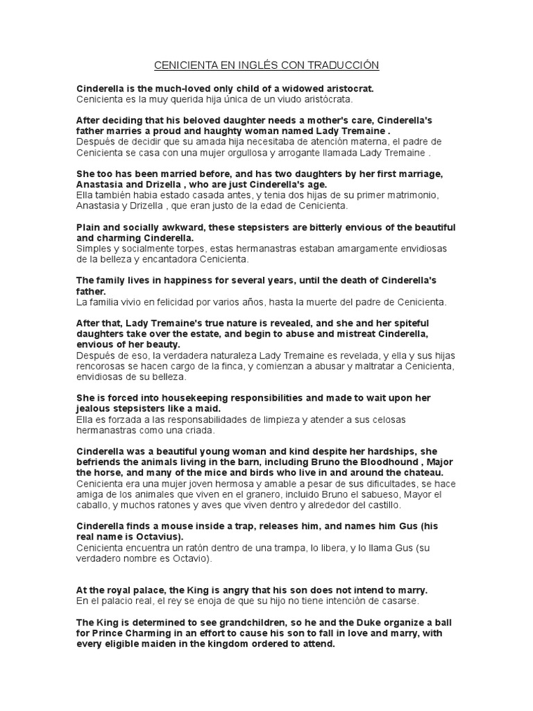 Cenicienta en Inglés Con Traducción | Cenicienta