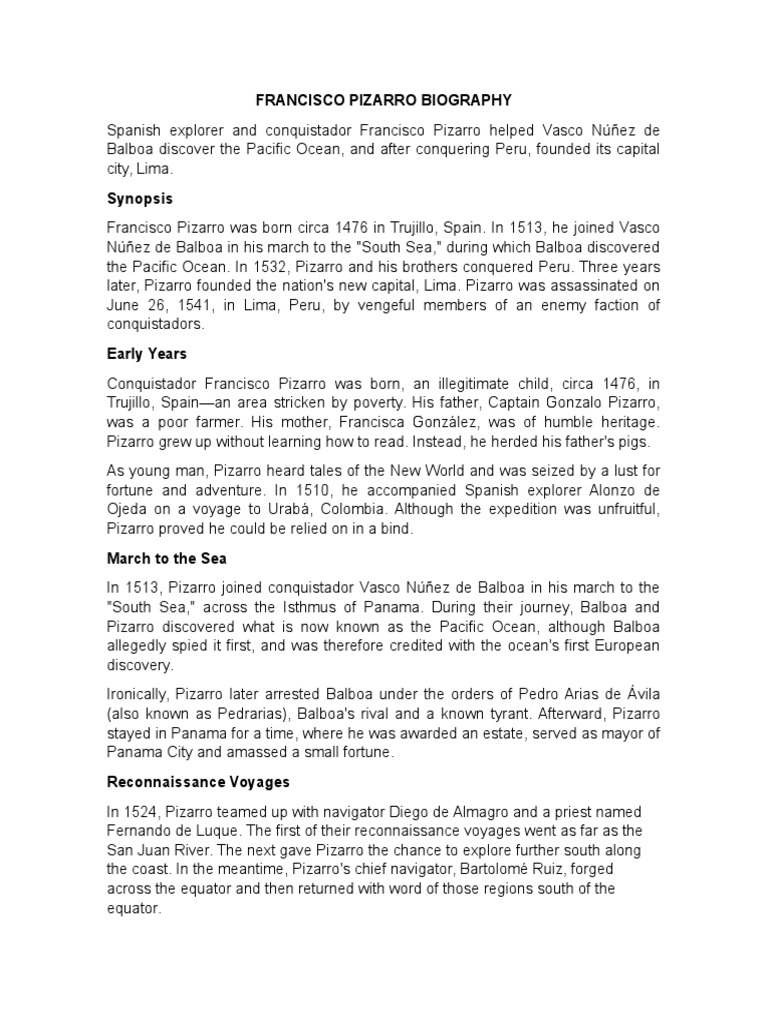 Francisco Pizarro Biography | PDF | Francisco Pizarro | Hernán Cortés