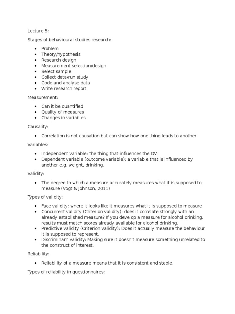 Understanding Human Behaviour Notes Pdf Level Of Measurement