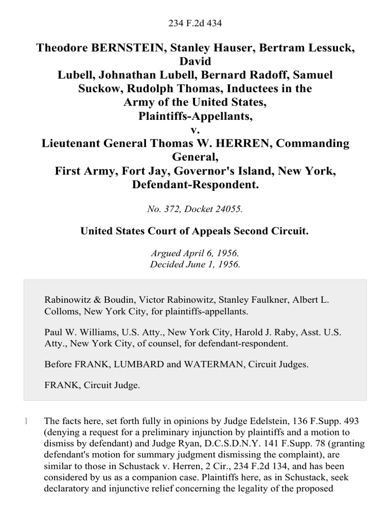 Bernstein v. Herren: Army Discharge Case | PDF | Virtue | Public Law