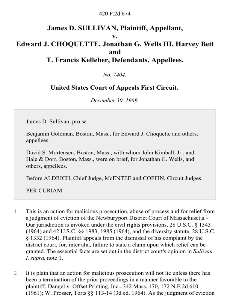 James D. Sullivan v. Edward J. Choquette, Jonathan G. Wells Iii, Harvey ...
