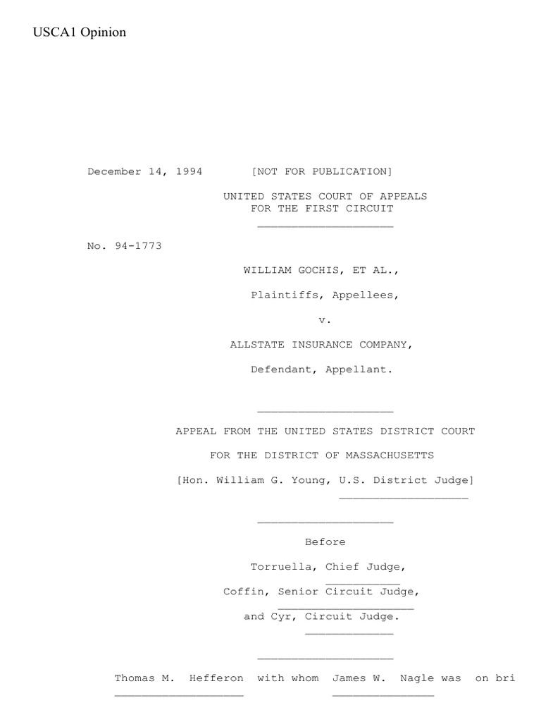 Gochis v. All State Insurance, 1st Cir. (1994) | PDF