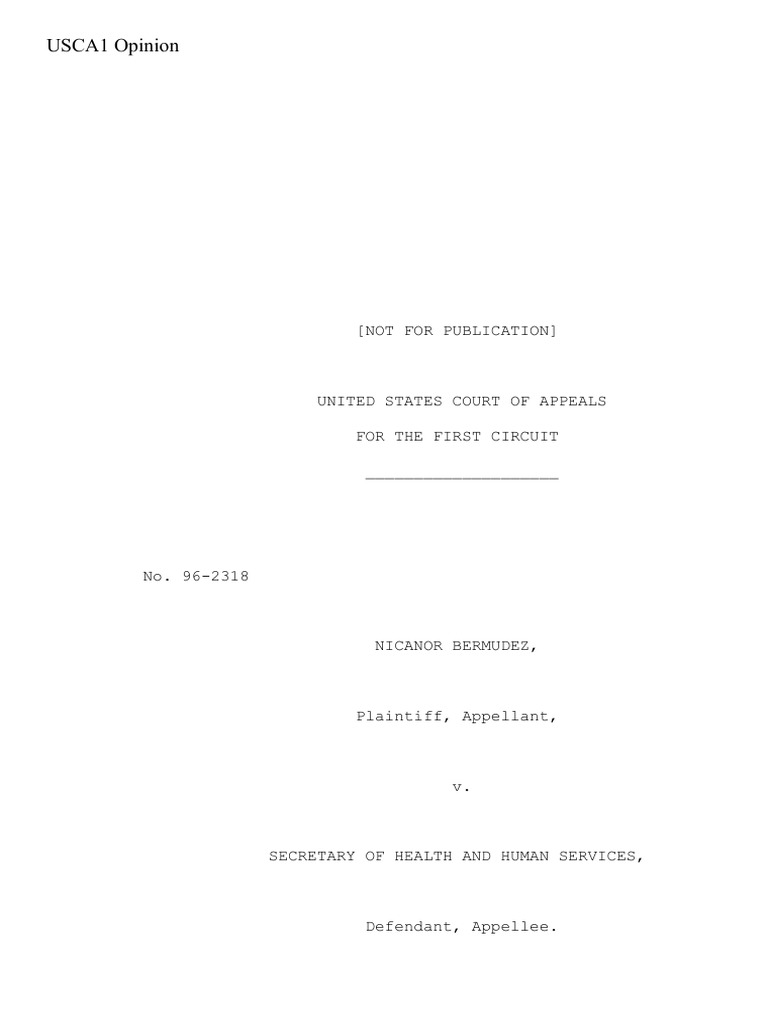 Bermudez v. SHHS, 1st Cir. (1997) | PDF | Brief (Law) | Appeal