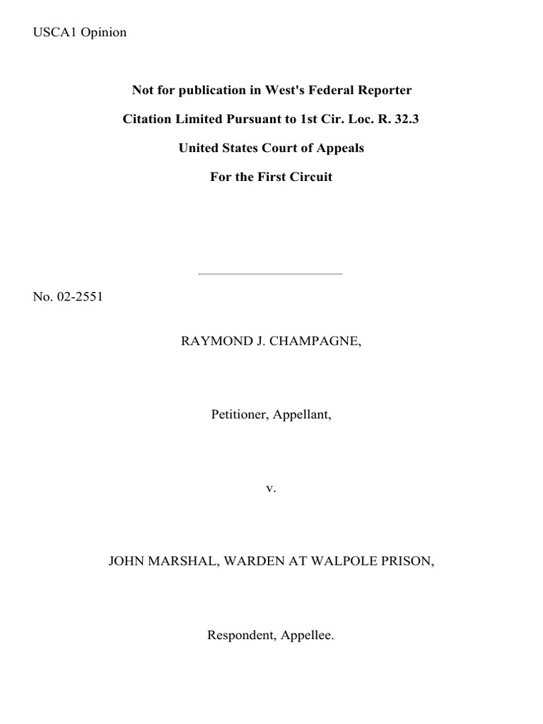 Champagne v. Warden: COA Appeal Analysis | PDF | Burden Of Proof (Law ...