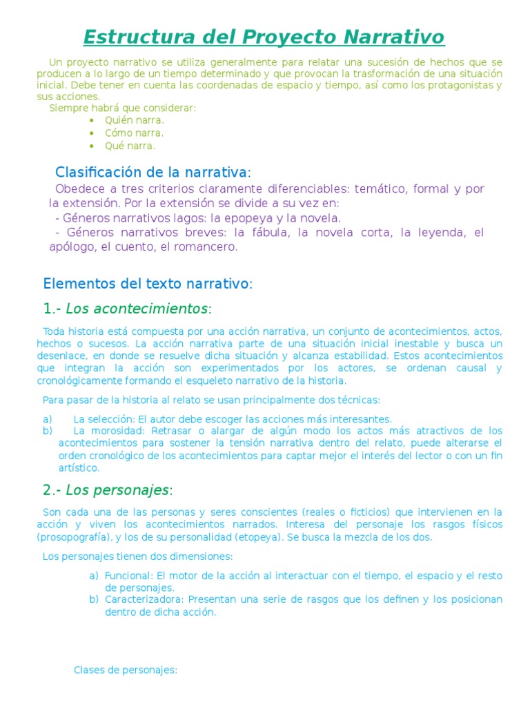Estructura del Proyecto Narrativo | PDF | Narración | Narrativa