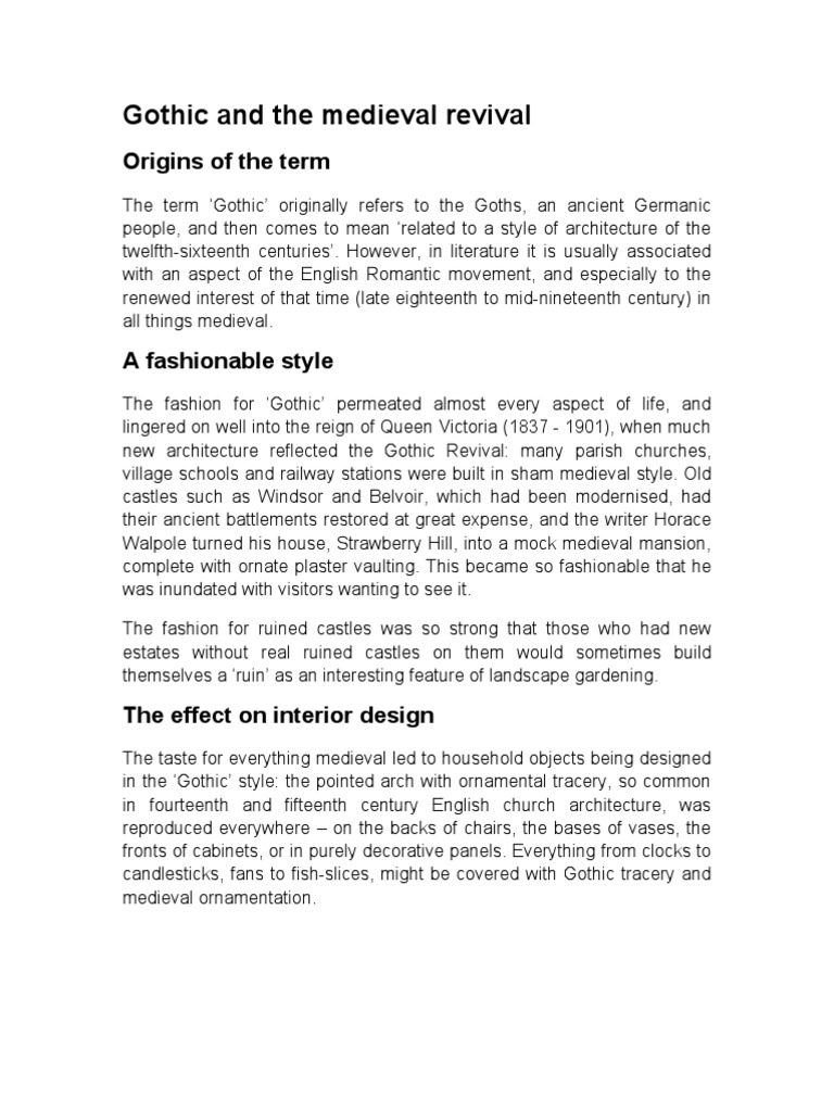 Gothic and The Medieval Revival | PDF | Gothic Fiction | Northanger Abbey