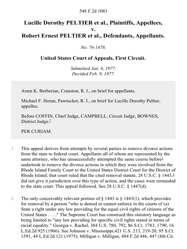 Lucille Dorothy Peltier v. Robert Ernest Peltier, 548 F.2d 1083, 1st ...