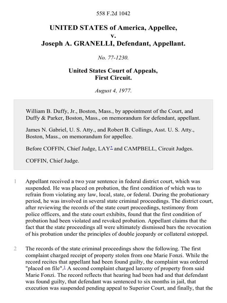 United States v. Joseph A. Granelli, 558 F.2d 1042, 1st Cir. (1977 ...