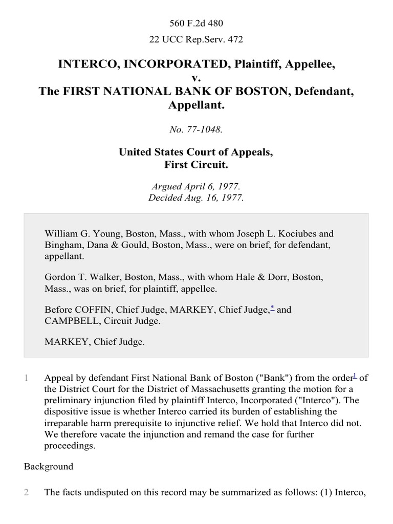 Interco, Incorporated v. The First National Bank of Boston, 560 F.2d ...