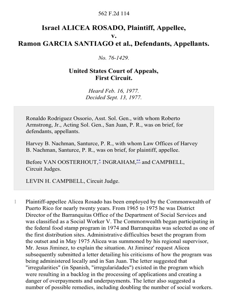 Israel Alicea Rosado v. Ramon Garcia Santiago, 562 F.2d 114, 1st Cir ...