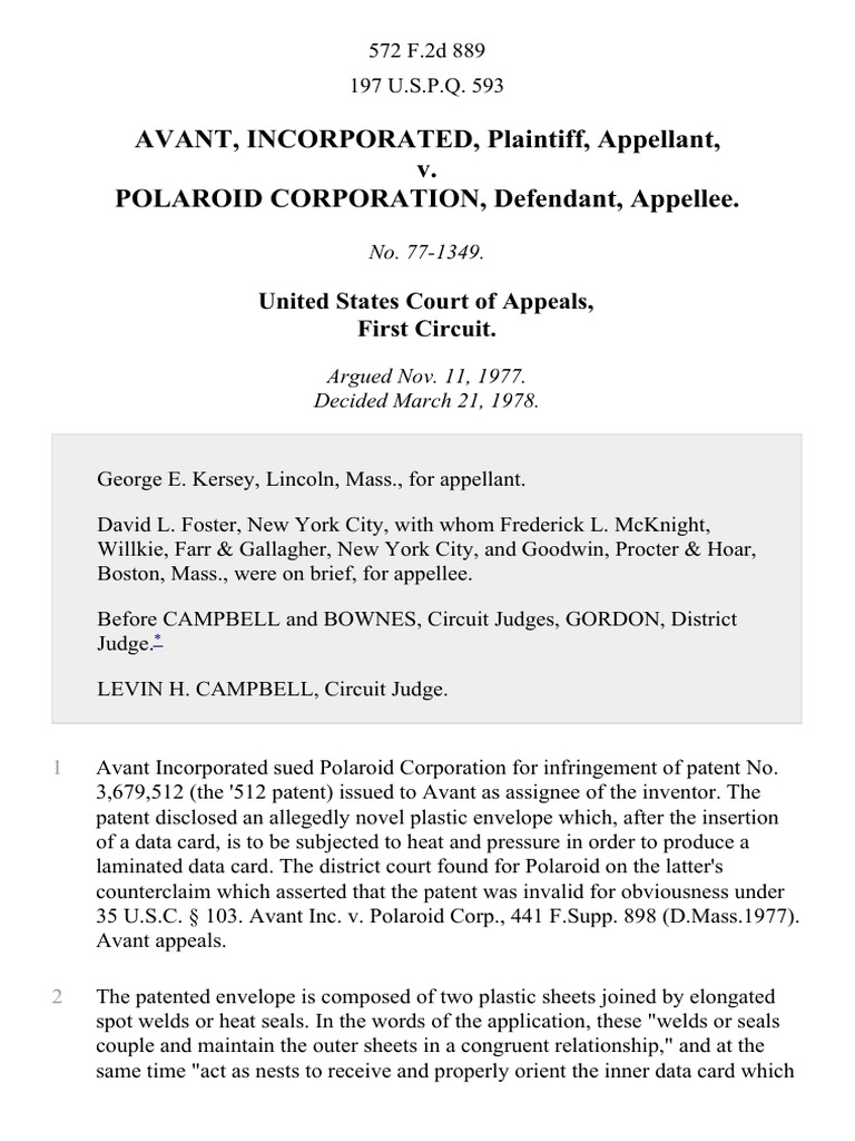 Patent Obviousness Appeal Ruling | PDF | Patent | Envelope