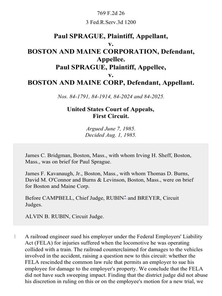 Paul Sprague v. Boston and Maine Corporation, Paul Sprague v. Boston ...