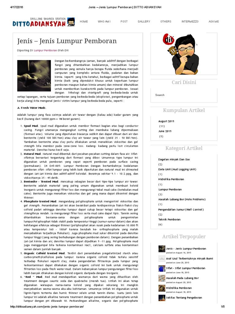 Jenis - Jenis Lumpur Pemboran | PDF