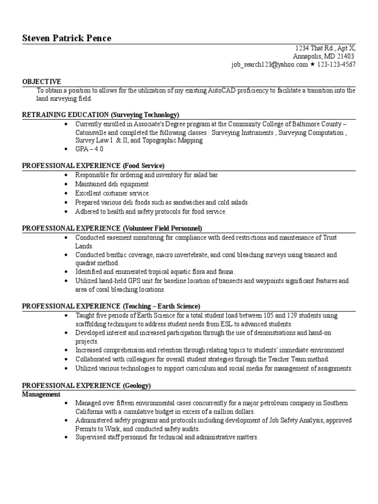 Dummy Resume | PDF | Groundwater | Surveying