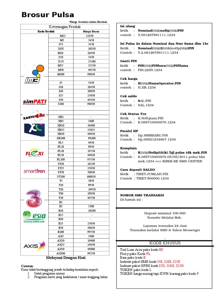 Brosur Pulsa Template | PDF